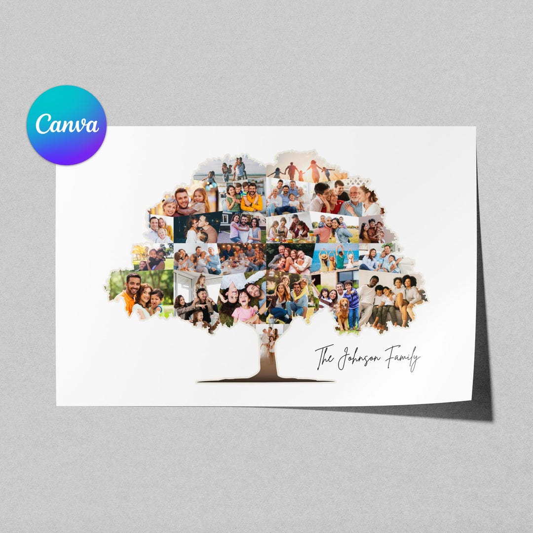 Family Tree Collage Template, Family Christmas Gifts, Personalized ...