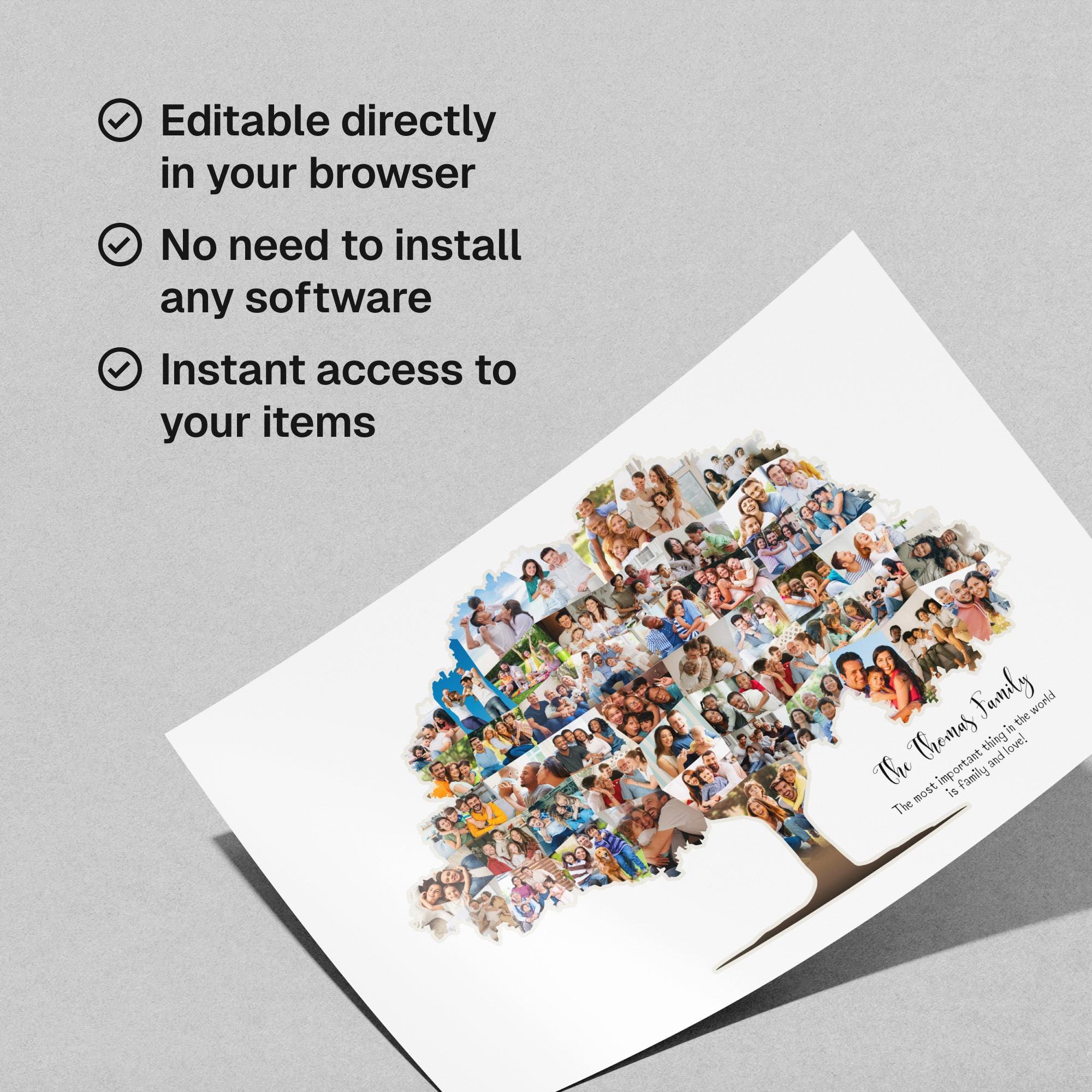 Editable Family Tree Photo Collage Template, Printable Canva Collage ...