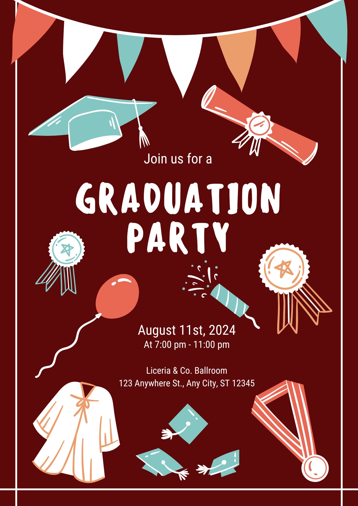 Editable Graduation Invitation Template, Graduation Announcement ...
