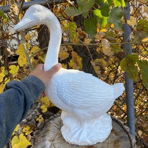 LARGE 19" Cement Porch Goose Statue, American Dress up Goose Statue ...