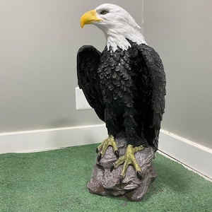 Black American Bald Eagle Statue 24" Solid Concrete Life-size, Outdoor ...