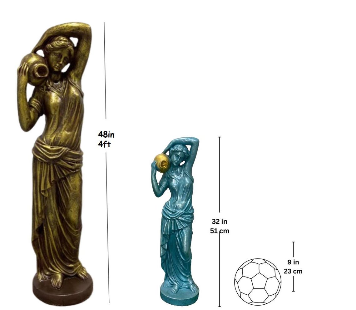 Dione the Divine Water Goddess Garden Statue. Handmade Cement Outdoor ...