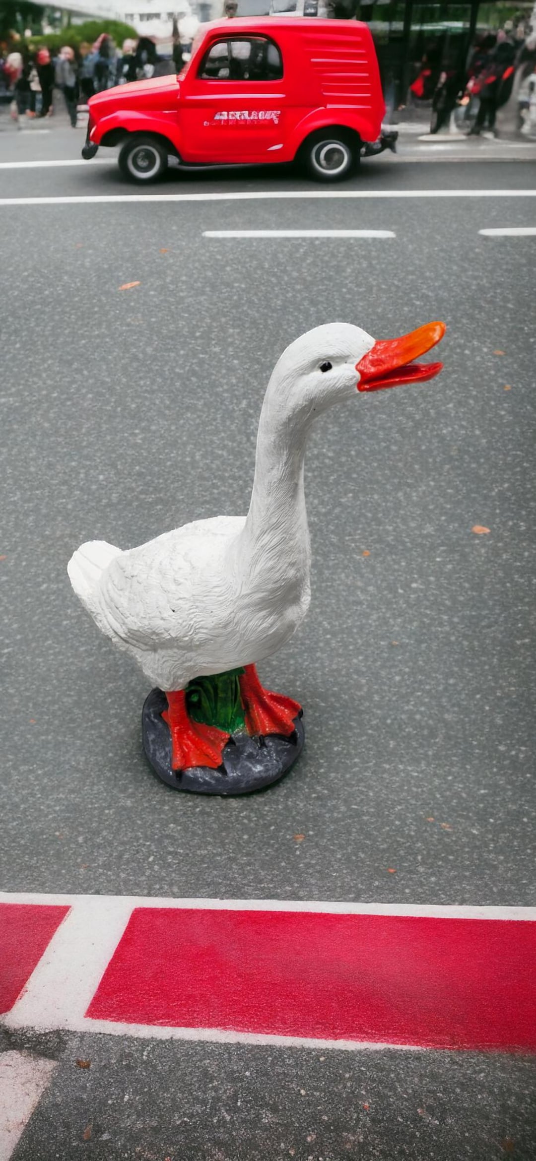 19" Cement Porch Goose Statue, American Dress up Goose Statue, Life ...