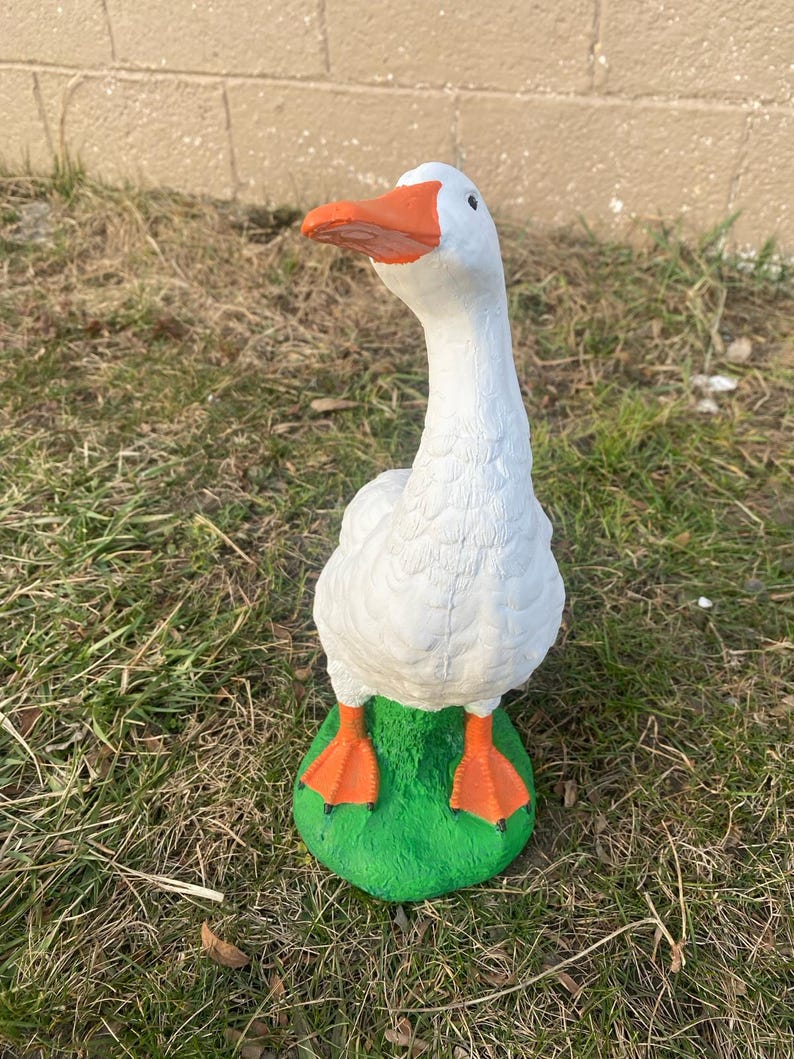 Stone 15" Porch Goose Statue, HANDMADE Dress up Goose Statue, Life-size ...