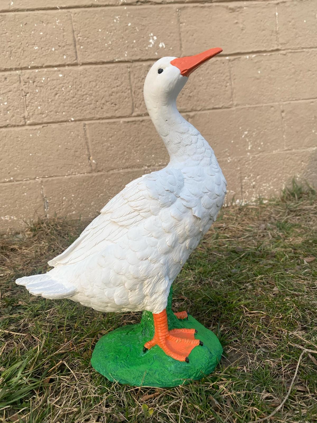 Stone 15" Porch Goose Statue, HANDMADE Dress up Goose Statue, Life-size ...