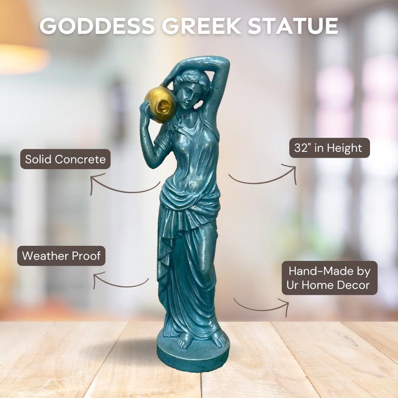 32" Solid Concrete Dione the Divine Water Goddess Greek Statue, Outdoor ...