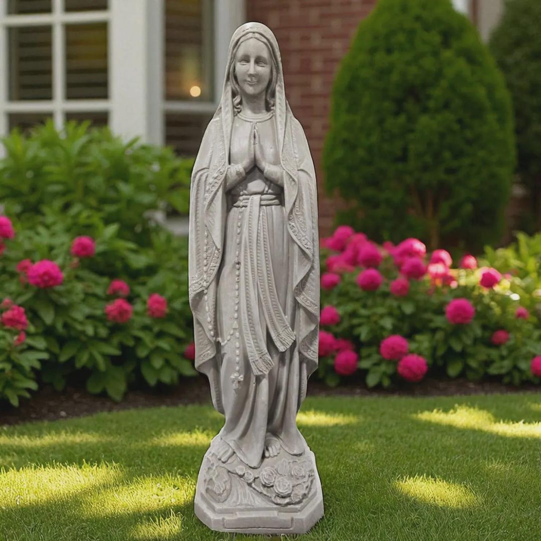 MASSIVE 33" Cement Virgin Mary Statue, Outdoor Statues Finest Stone ...