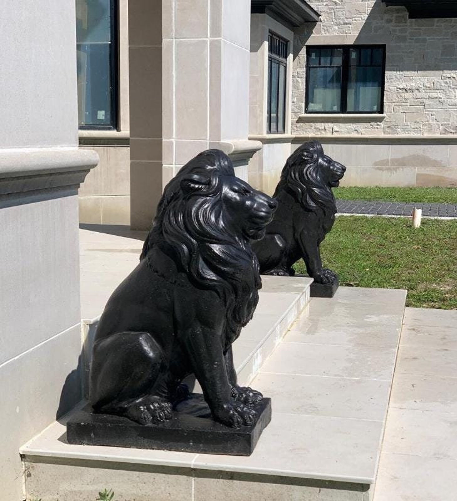 40" STONE Lion Statue | MASSIVE CONCRETE Lion Statue | Decor Statues ...