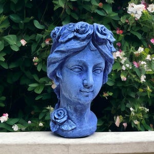 12.6" Greek Goddess Bust – Elegant Blue Concrete Sculpture for Home ...