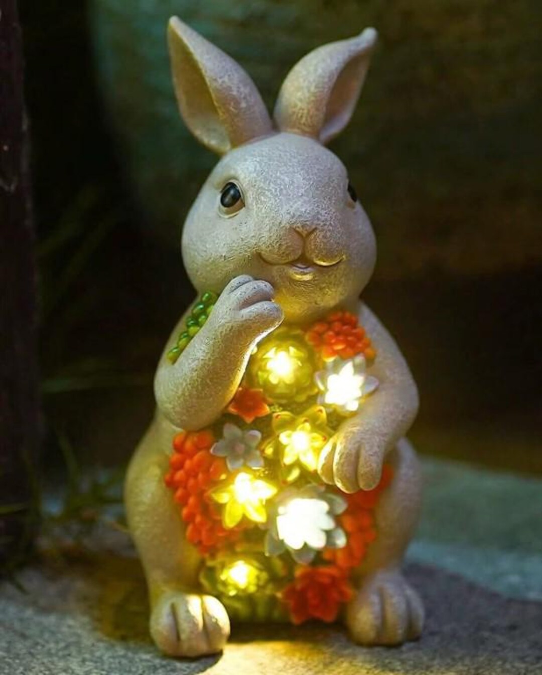 9" Solar Bunny Statue – Garden Decor With Succulent & LED Lights for ...