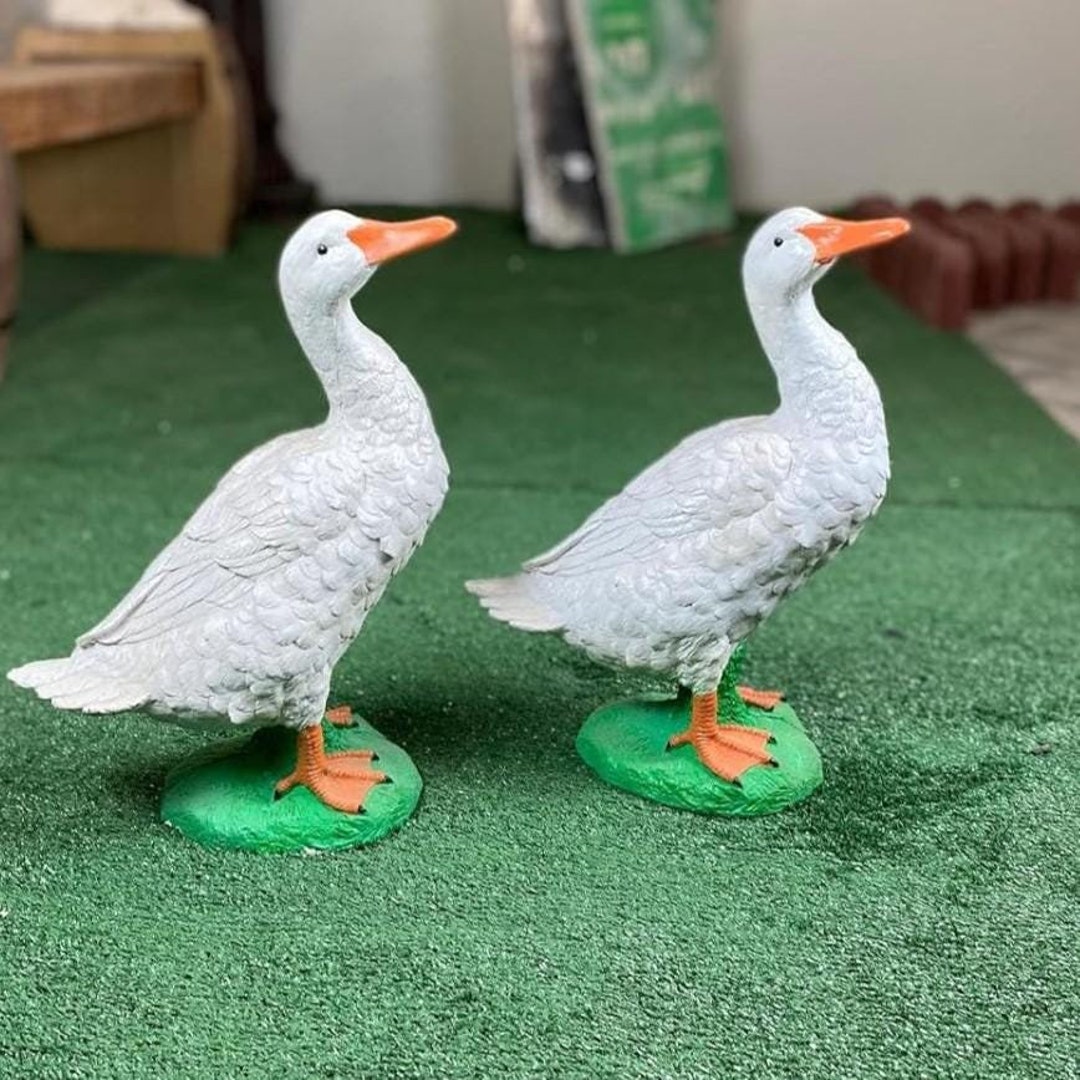 15" Concretemix Porch Goose Statue, HANDMADE Dress up Goose Statue ...