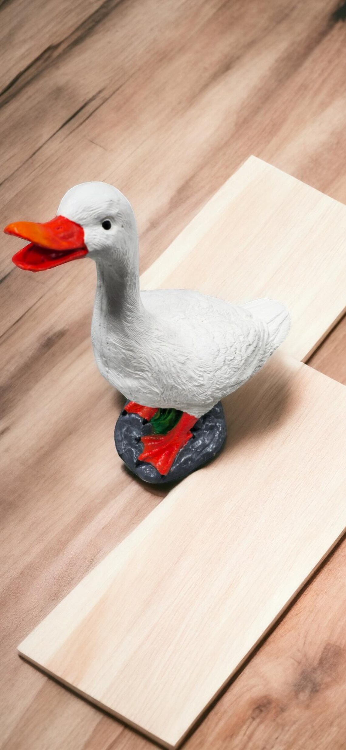 19" Cement Porch Goose Statue, American Dress up Goose Statue, Life ...