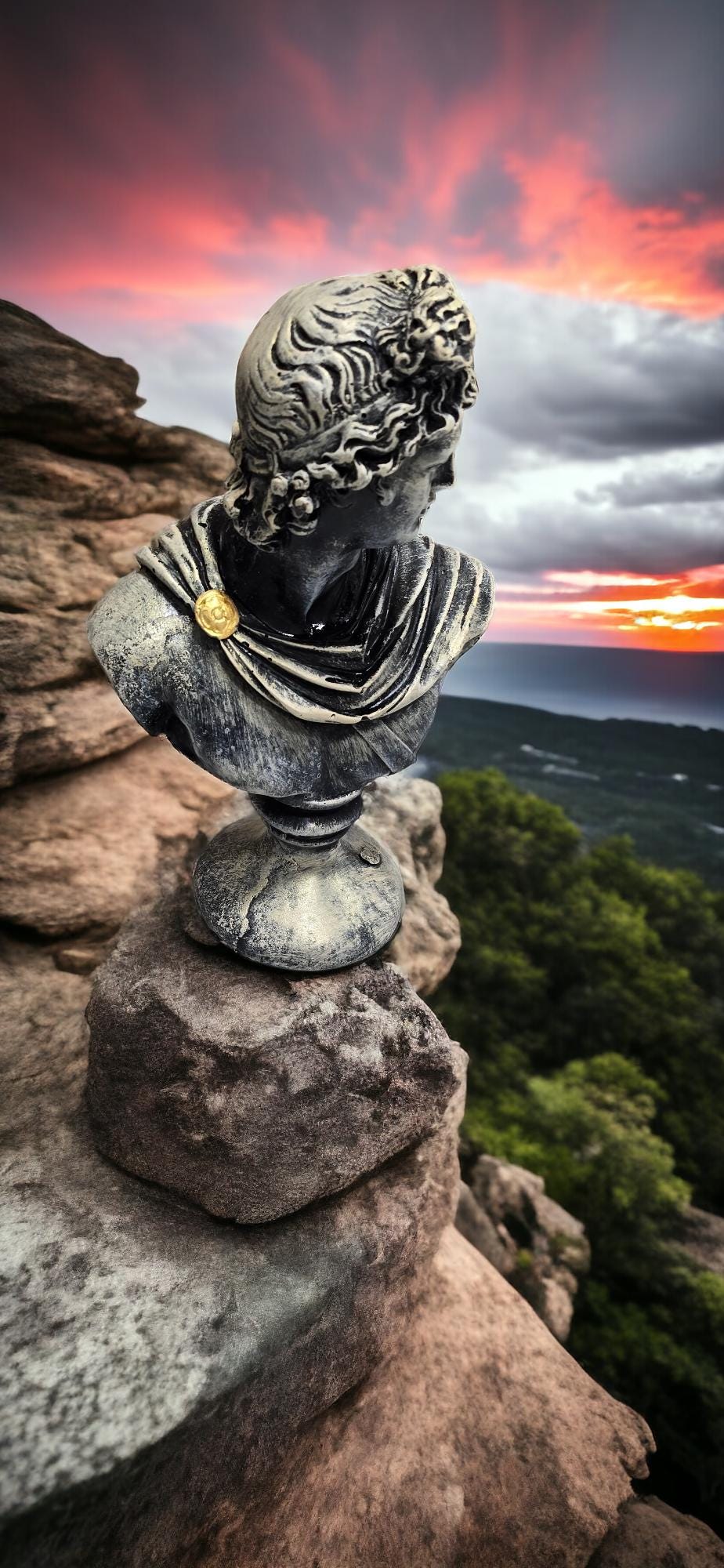11.8" Apollo Bust Sculpture – Handcrafted Concrete Greek God Statue ...