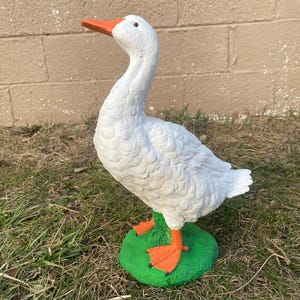 Stone 15" Porch Goose Statue, HANDMADE Dress up Goose Statue, Life-size ...