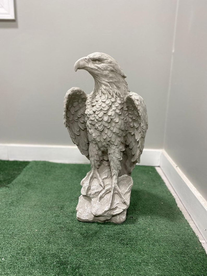American Bald Eagle 24" Solid Concrete Life-size Statue, Outdoor Garden ...