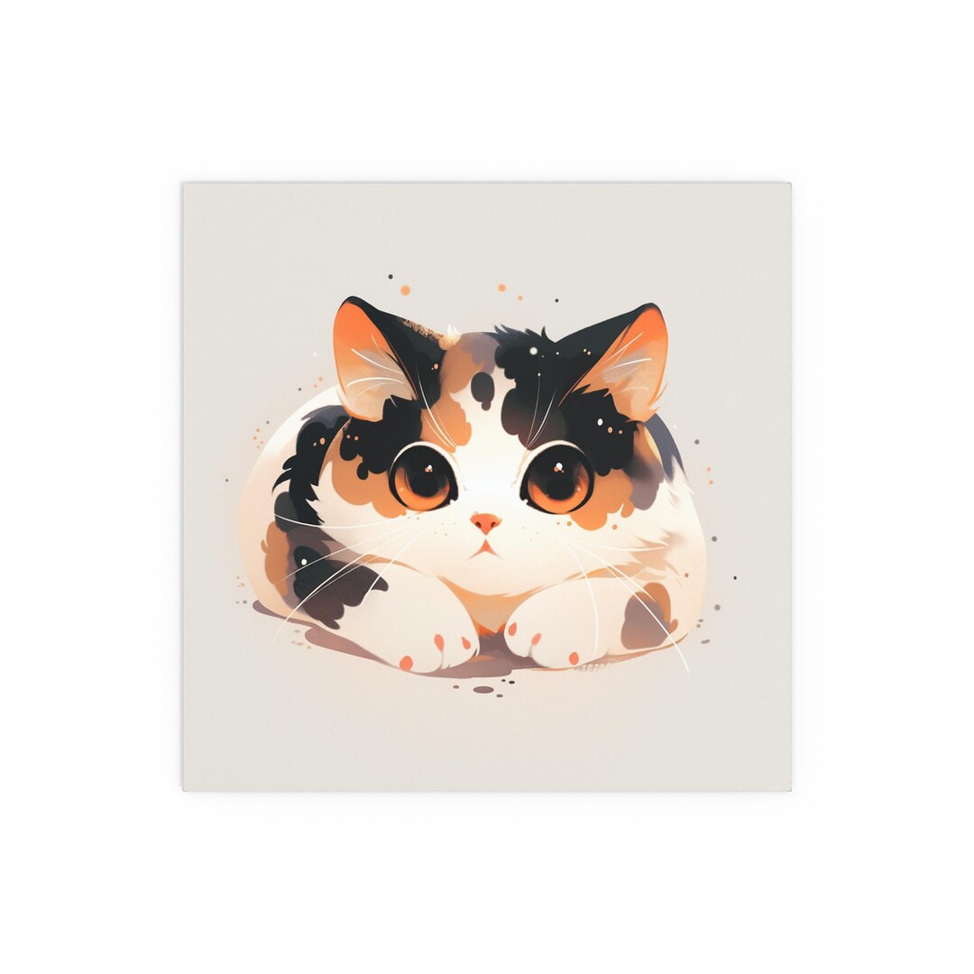 Tortoiseshell Cute Anime Cat Wall Art, Black, Ginger, White Cat Poster ...