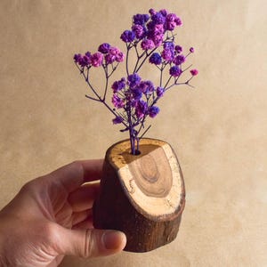 Wooden Rustic Vase for Dried Flowers Small Natural Decorative Handmade ...