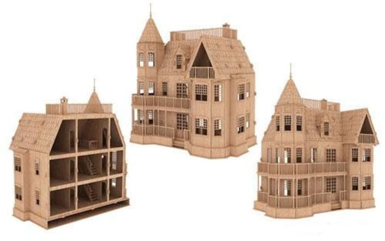 Miniature Huge Doll House No. 92 - DXF Cnc / Laser Cut Files - Etsy