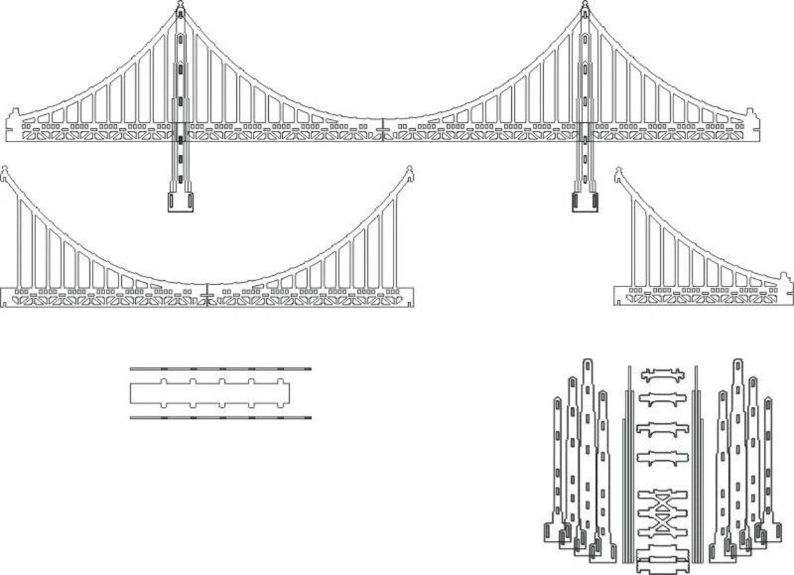 Golden Gate Bridge Miniature Model - DXF Laser Cut Files - Etsy