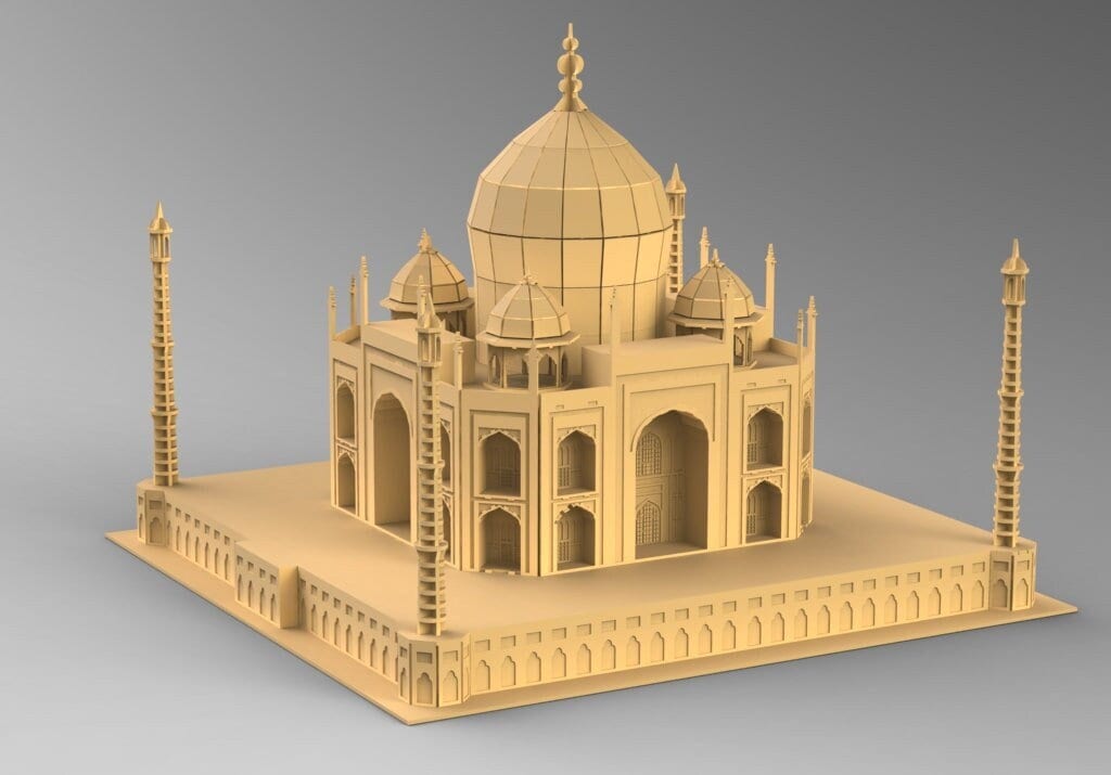 Modelo en miniatura Taj Mahal Archivos CNC, Archivos DXF para CNC ...