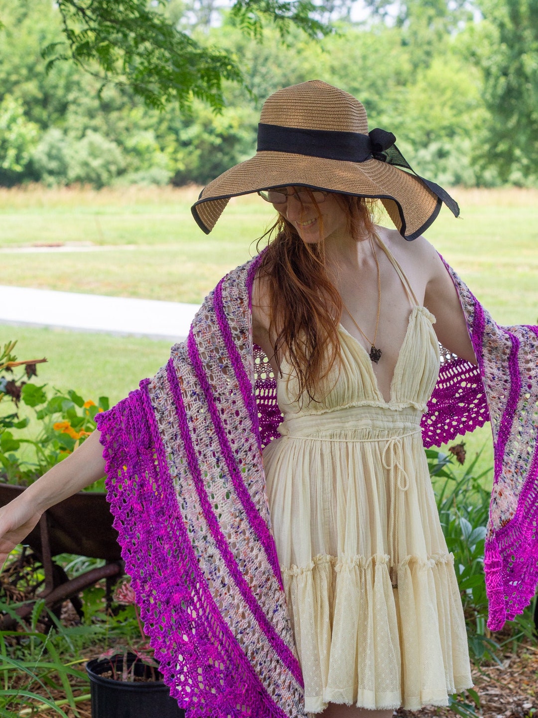 Two-color Lace Shawl Knitting Pattern: Cape May Fiber DK Weight (PDF ...