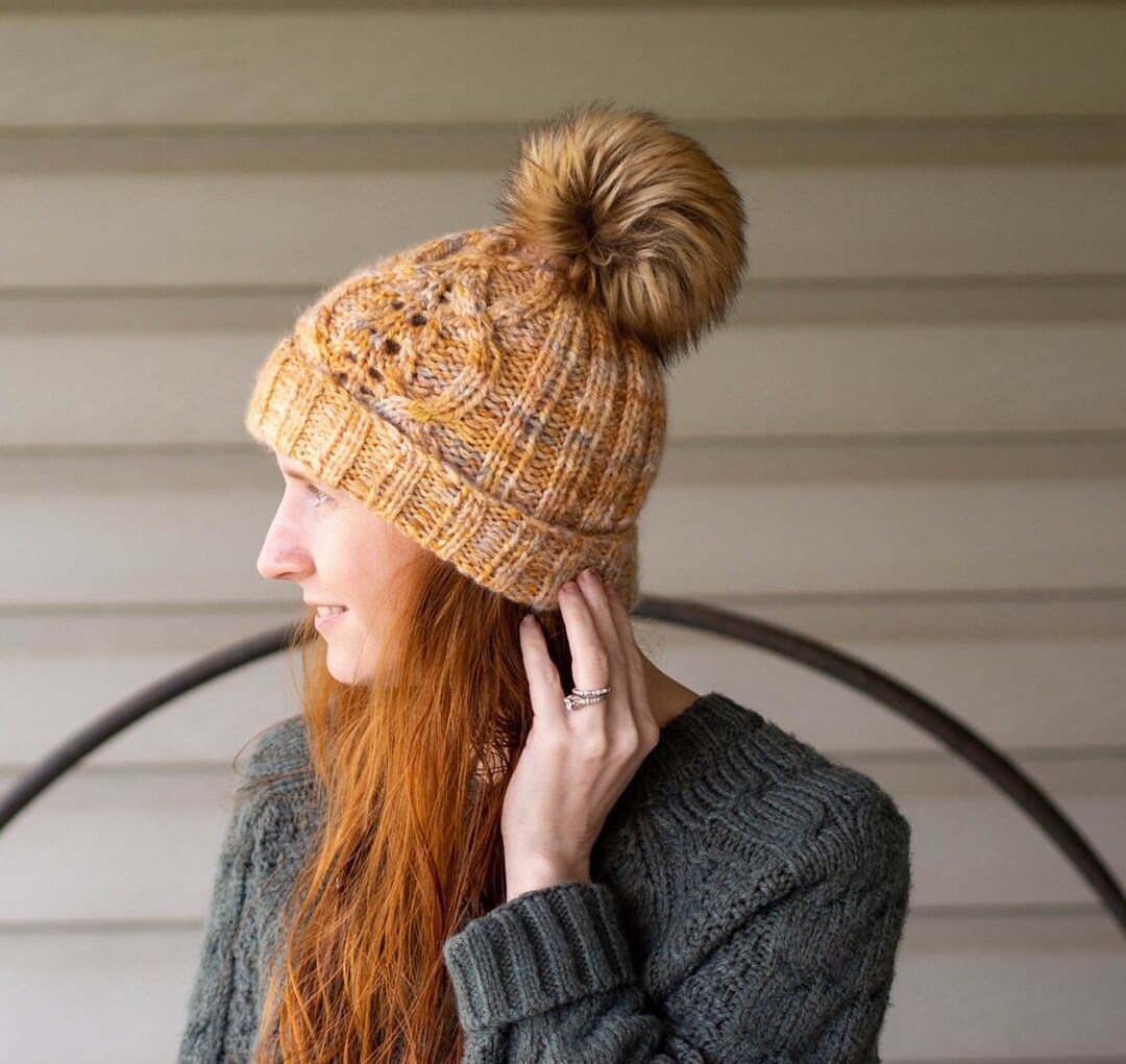 Haystack Hat / Knitting Pattern PDF / Aran Weight / Lace and Cable Knit ...