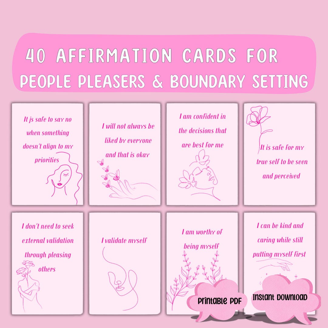 Positive Affirmation Cards for People Pleasers Card Deck for Women Setting Boundaries Printable ...