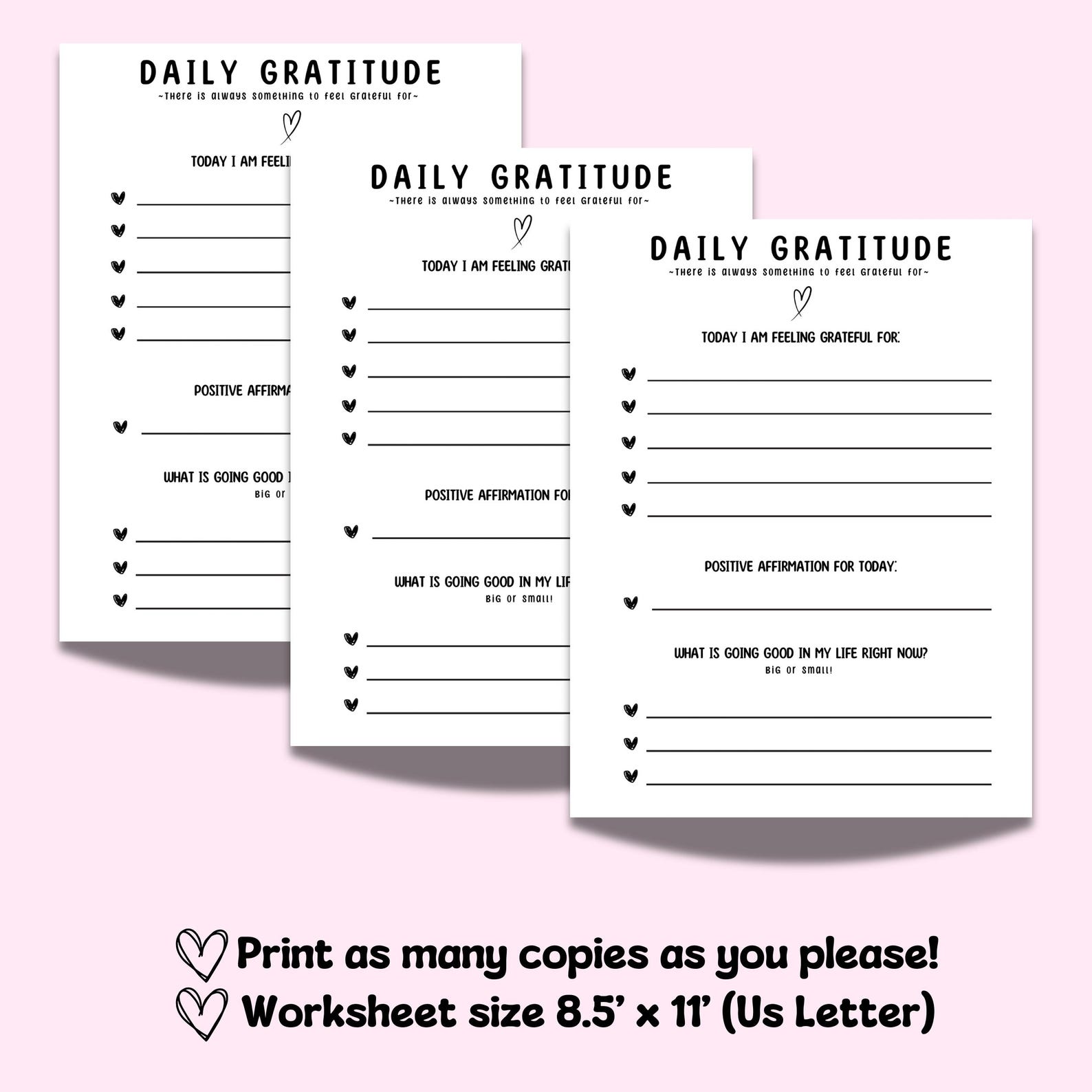 Daily Gratitude Worksheet, Mindfulness Journal Prompt Printable ...