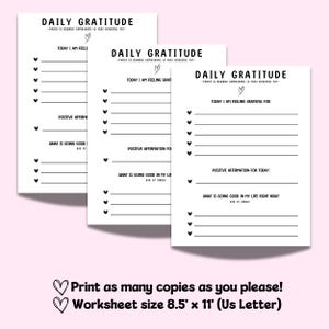 Daily Gratitude Worksheet, Mindfulness Journal Prompt Printable ...