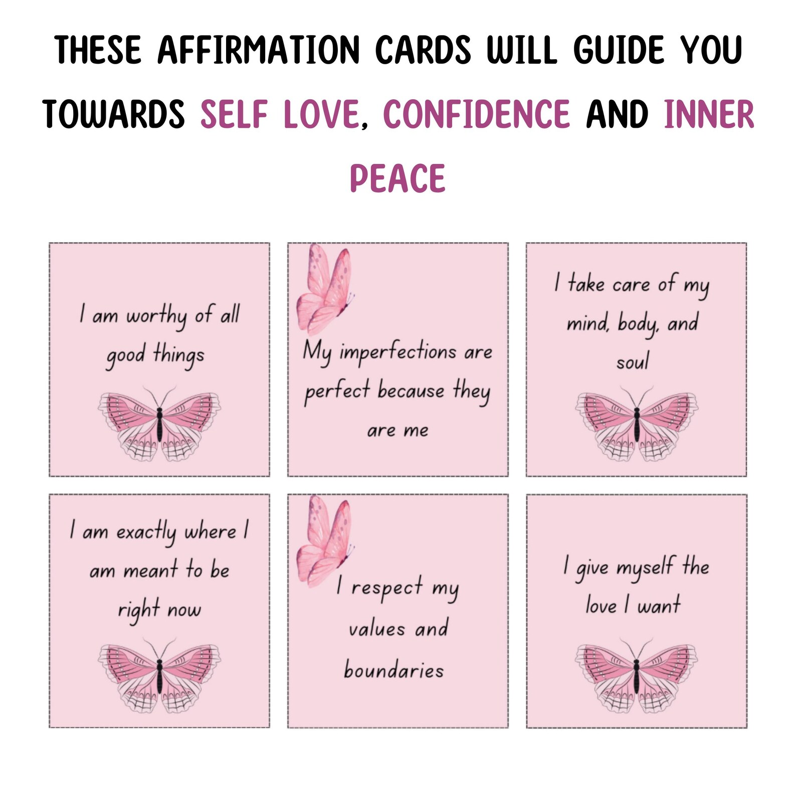 Positive Affirmation Cards for Self Love and Inner Peace Printable ...