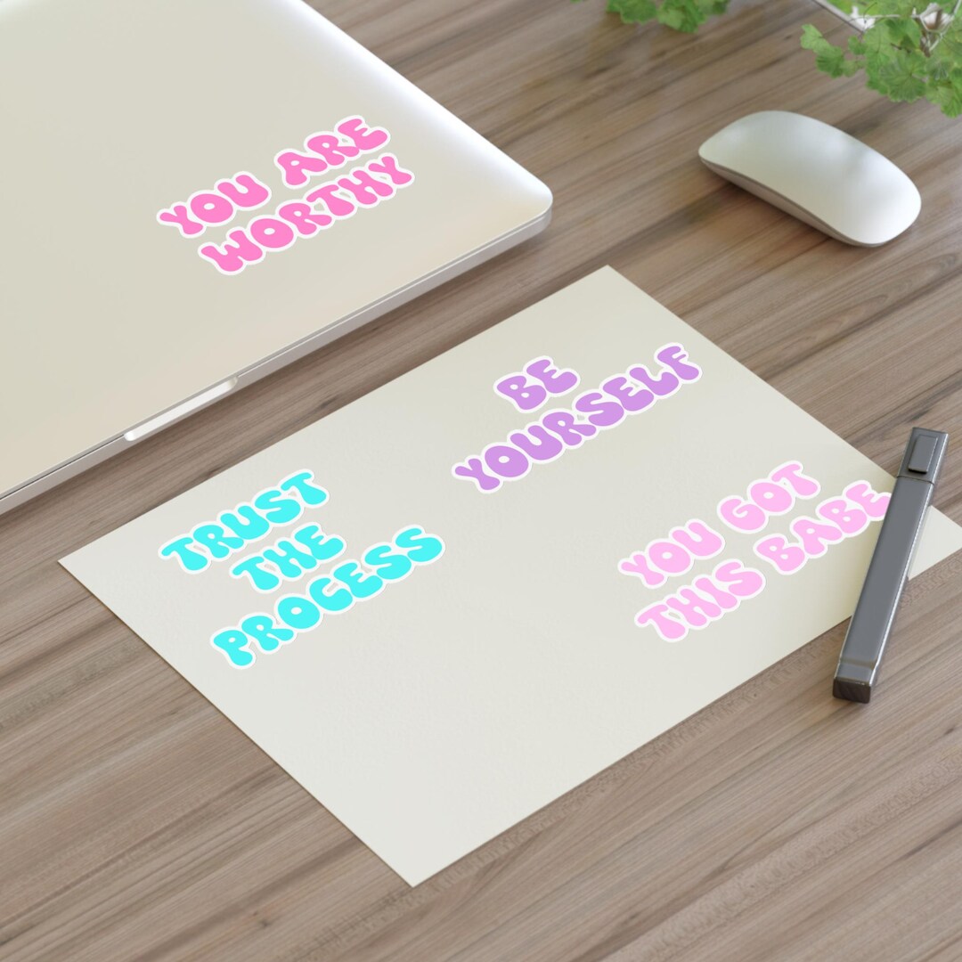 Girly Bubble Letter Sticker Sheet: Positive Affirmations, Water ...