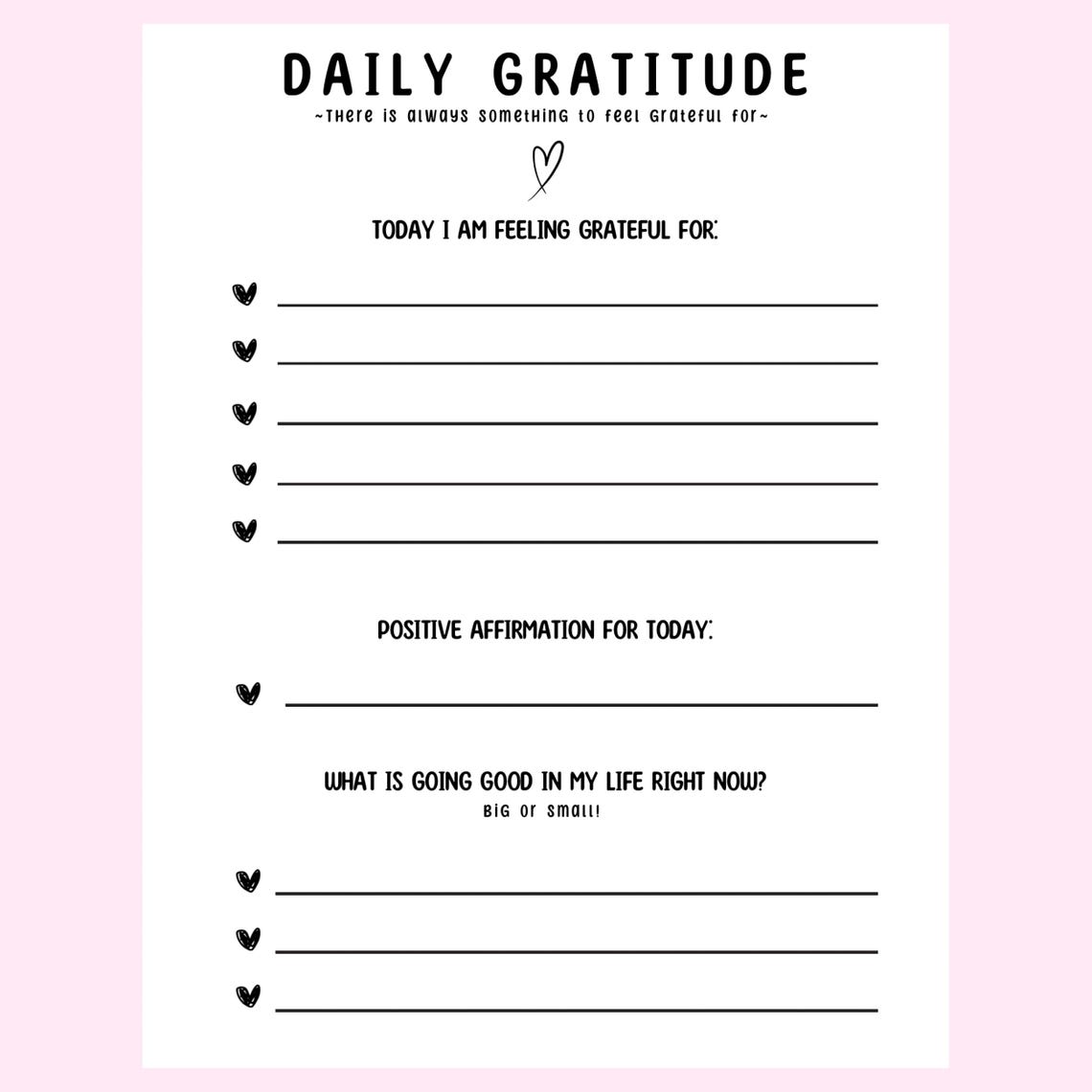 Daily Gratitude Worksheet, Mindfulness Journal Prompt Printable ...