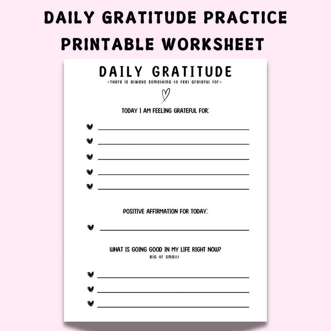 Daily Gratitude Worksheet, Mindfulness Journal Prompt Printable ...