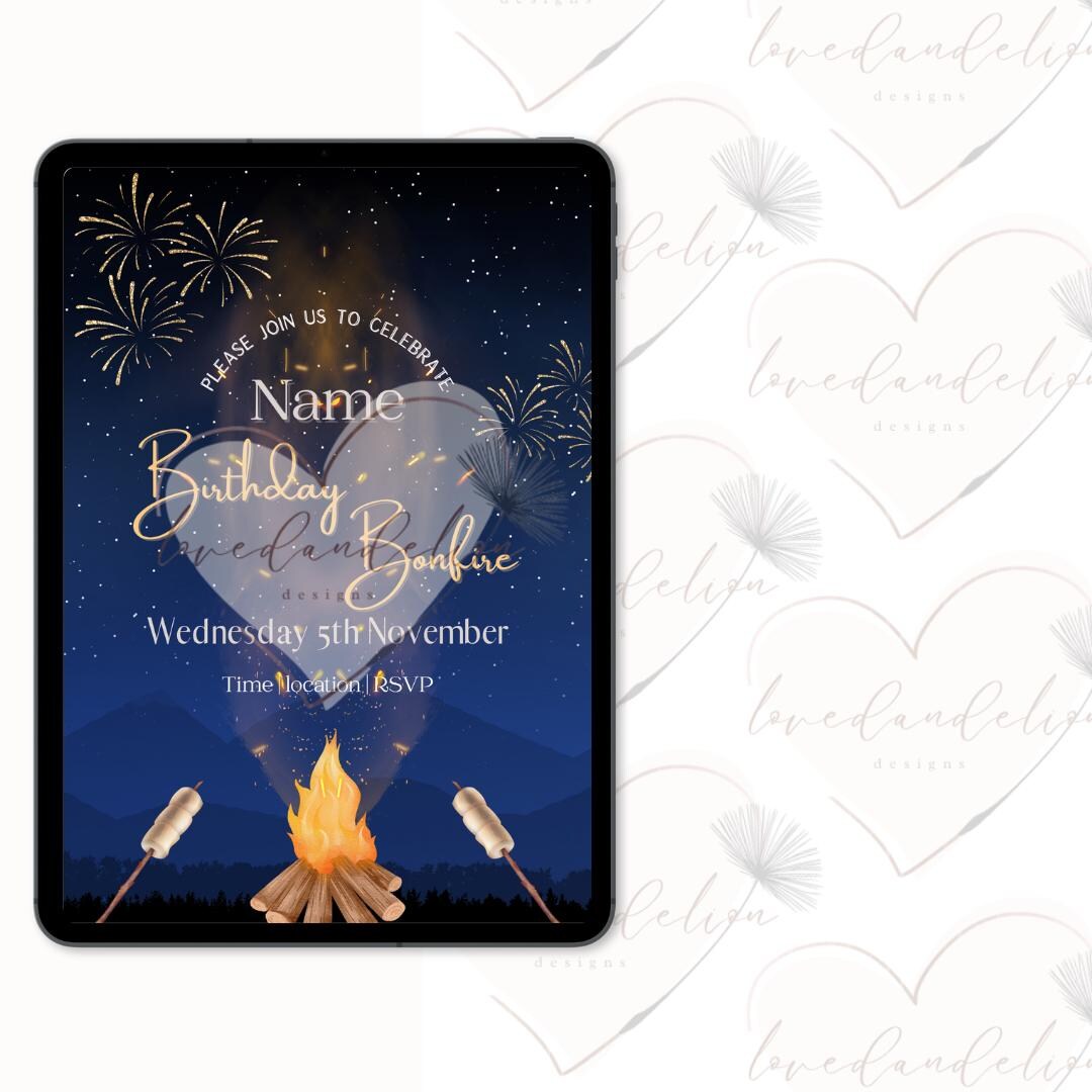 Bonfire Birthday Invitation: November Party, S'mores Theme (PDF ...