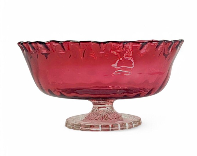 Antique Cranberry Glass Footed Console Bowl – Late 19th to Early 20th ...