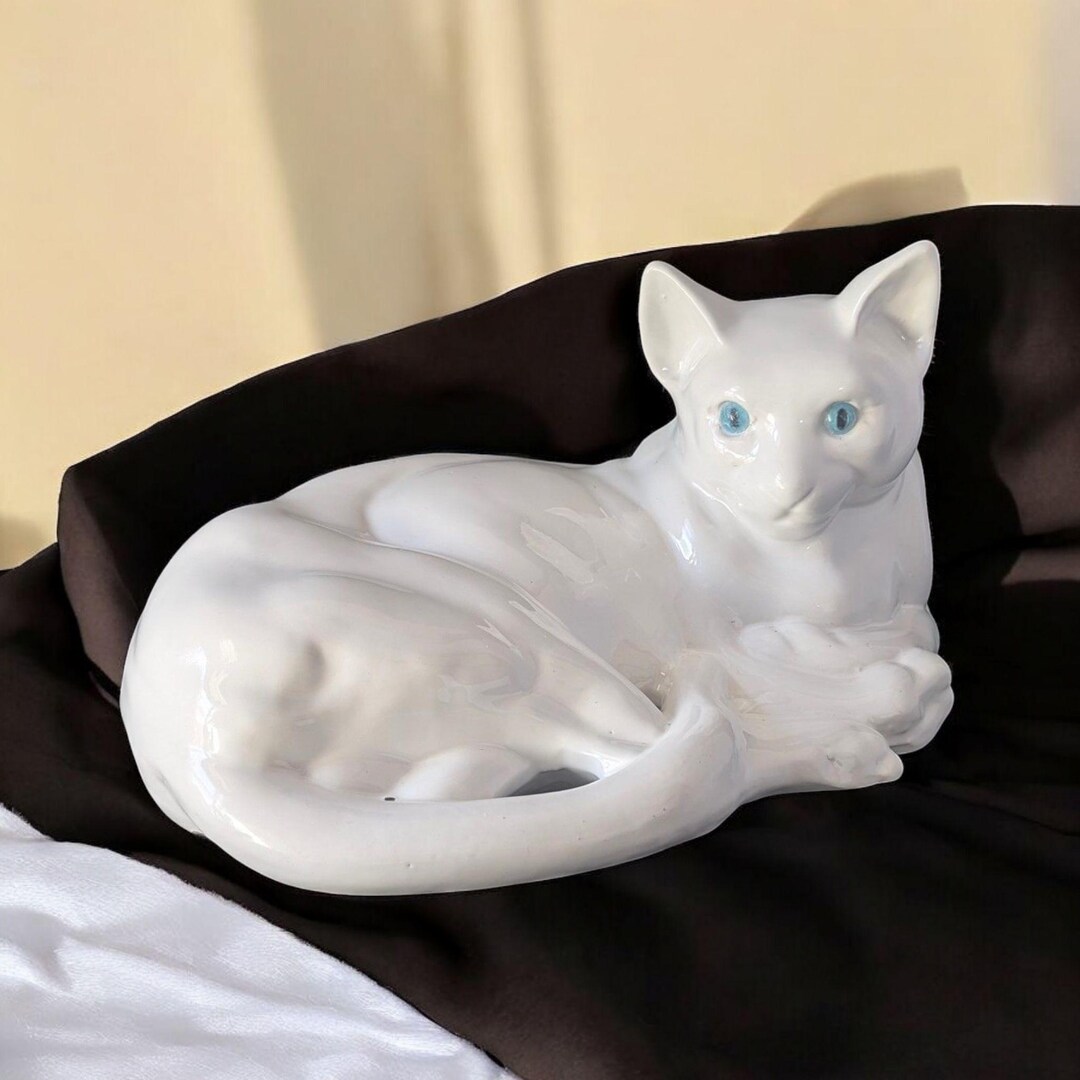 Vintage Italian Ceramic Life Size Cat Figurine: Mid-century Modern ...