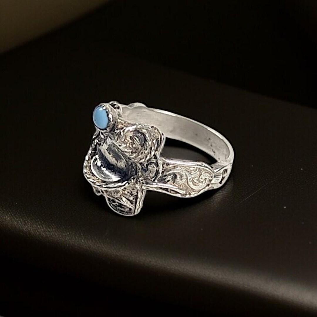 Vintage Sterling Silver Western Saddle Ring – Size 8 Cowboy Statement ...