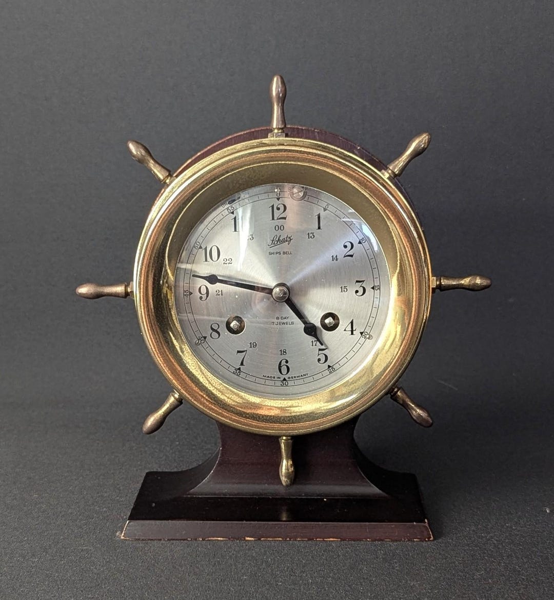 Vintage Schatz & Sohne Germany Ships Naval Bell Clock 8 Days 7 Jewels ...