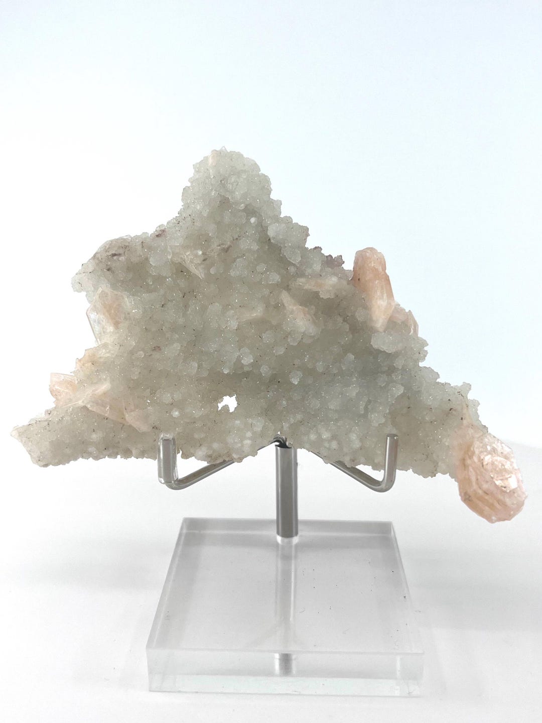 Pink Stilbite on White Chalcedony the Rock Store TM - Etsy