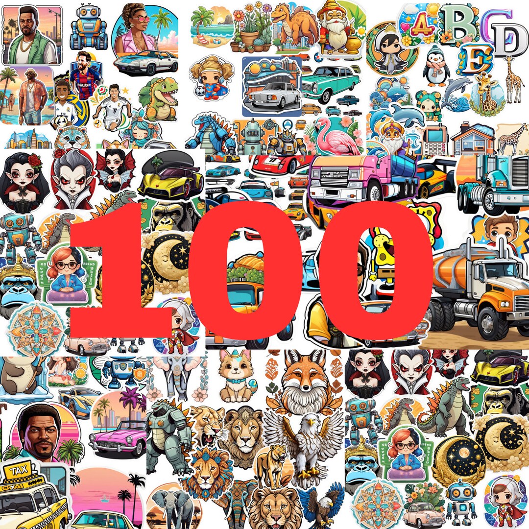 150 Sticker Designs Bundle, Digital Sticker Pack, Stickers Bundle ...