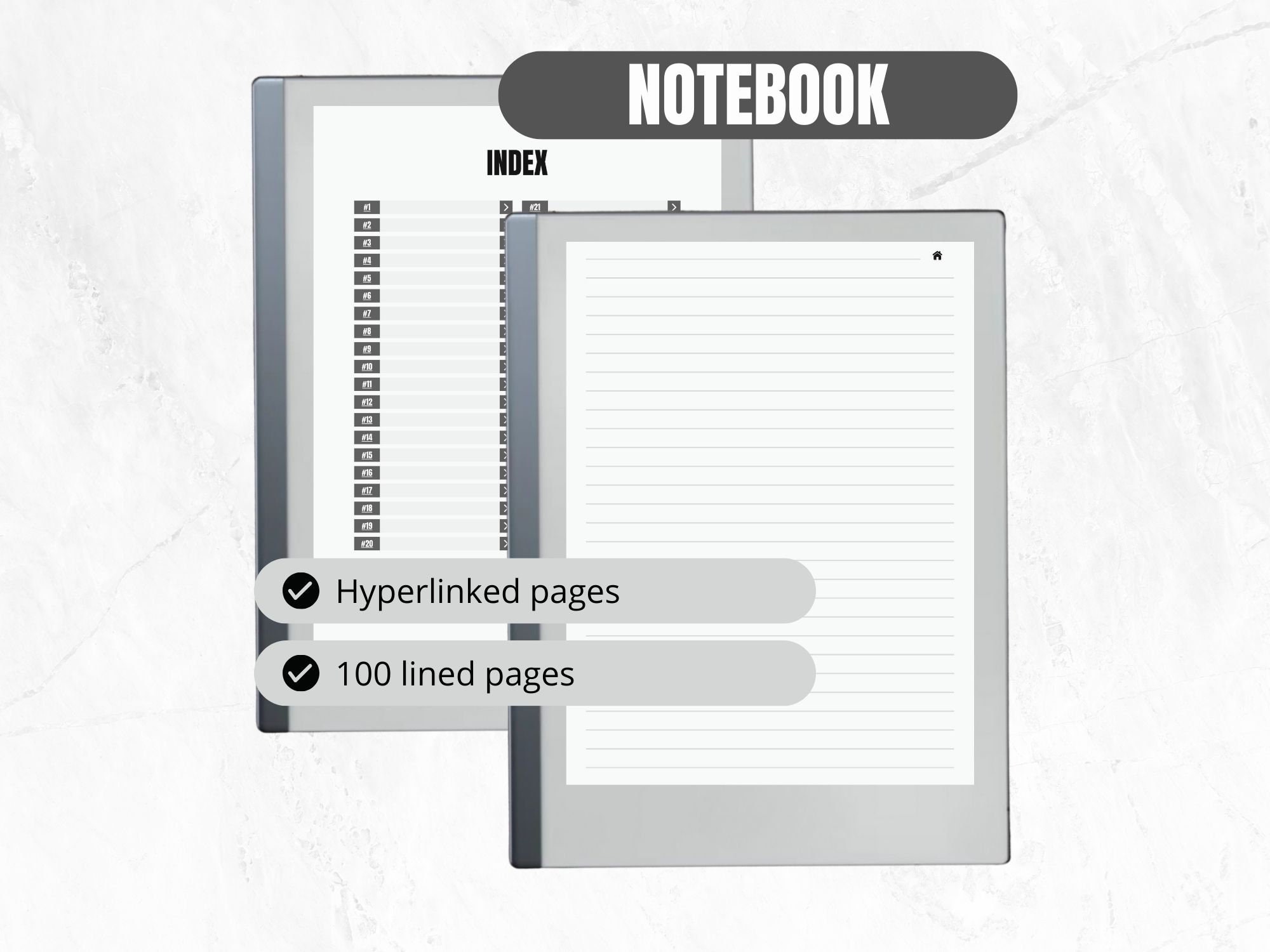 Digital Notebook Template Designed for Remarkable | Easy-to-use | Lined ...