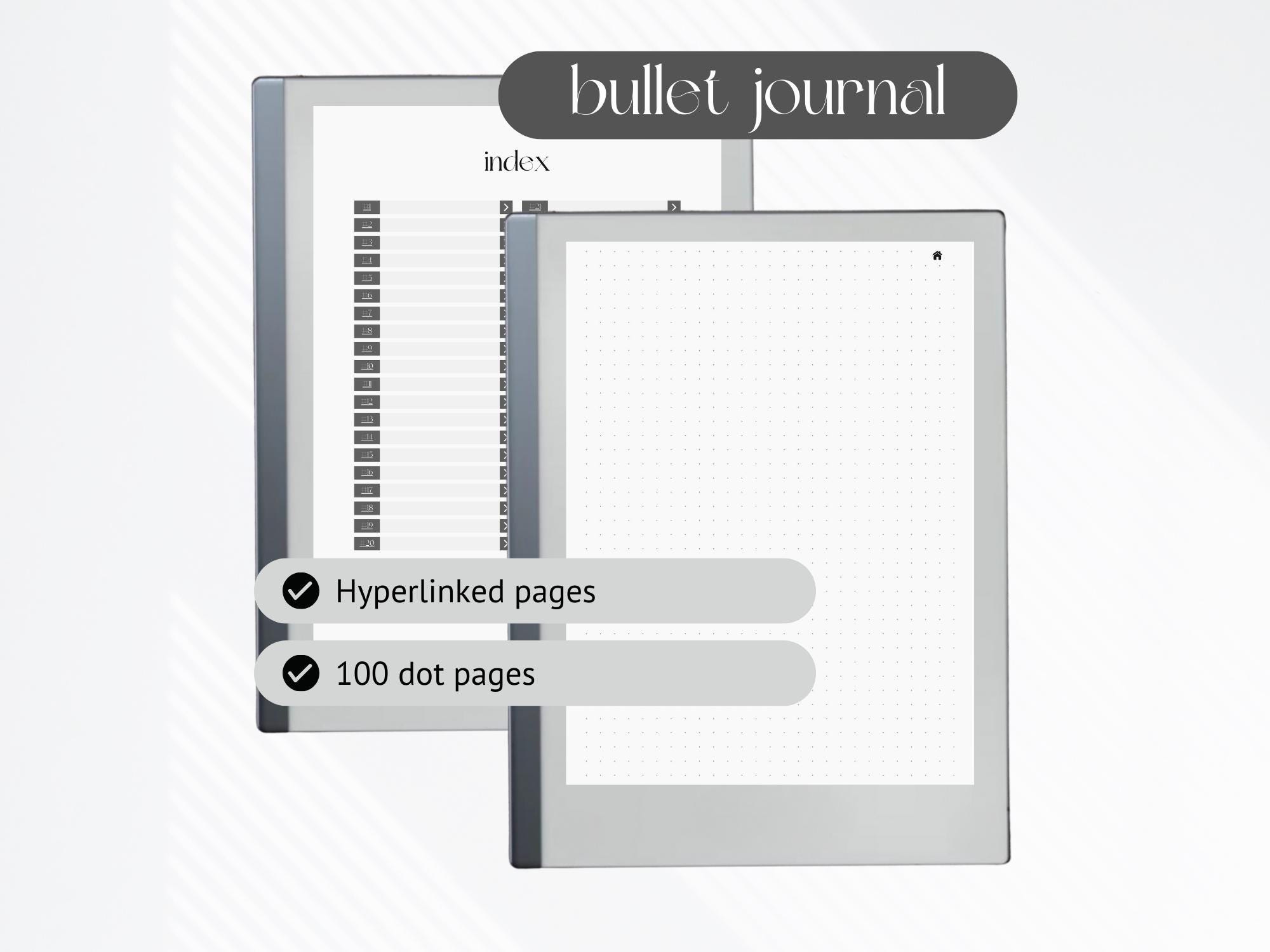 Elegant Bullet Journal Template for Remarkable 2 | Dot Grid ...