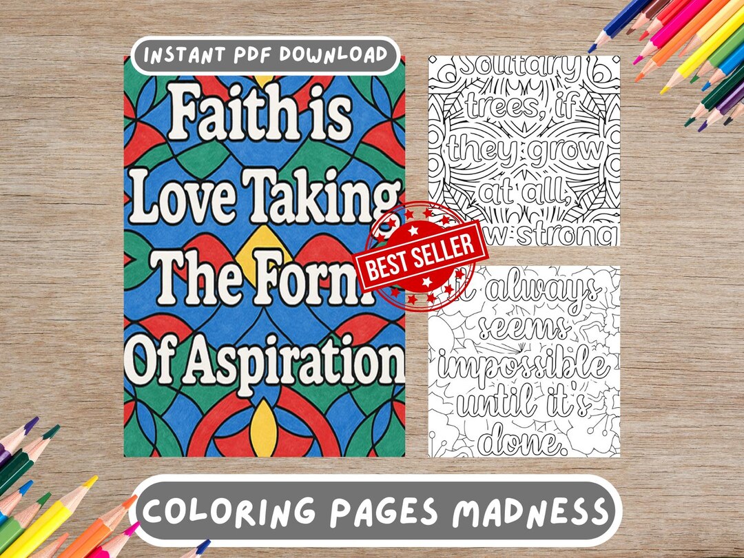 40 Inspirational Coloring Pages, Printable Coloring Book for Kids and ...