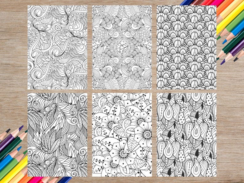 40 Doodle Coloring Pages, Printable Coloring Book for Kids and Adults ...