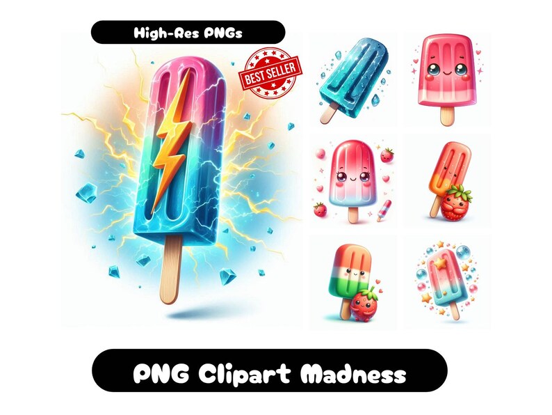 25 Popsicle Clipart PNG Set: Cute Popsicle PNG Summer Treats Popsicle ...