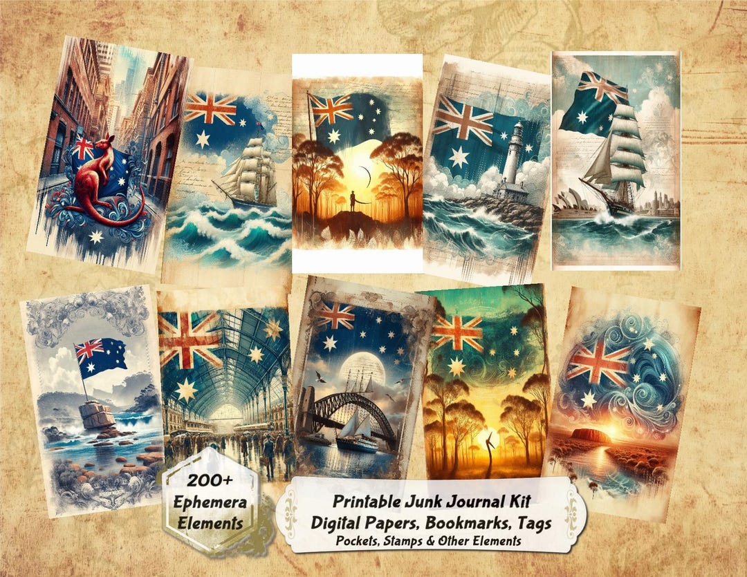 Australia Flag Junk Journal Kit: 60 Art Journal Set Digital Papers ...