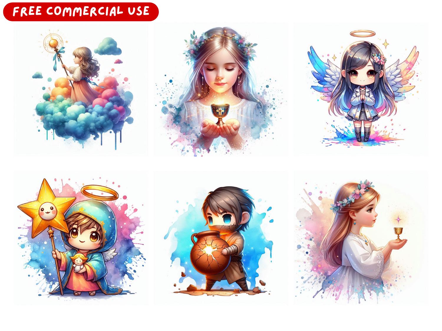 Christian Chibi Girl Clipart Bundle: Inspirational PNG Graphics ...
