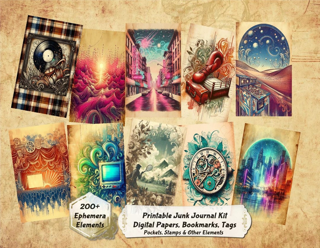 1980s Junk Journal Kit: 60 Retro Journal Collection Digital Papers ...