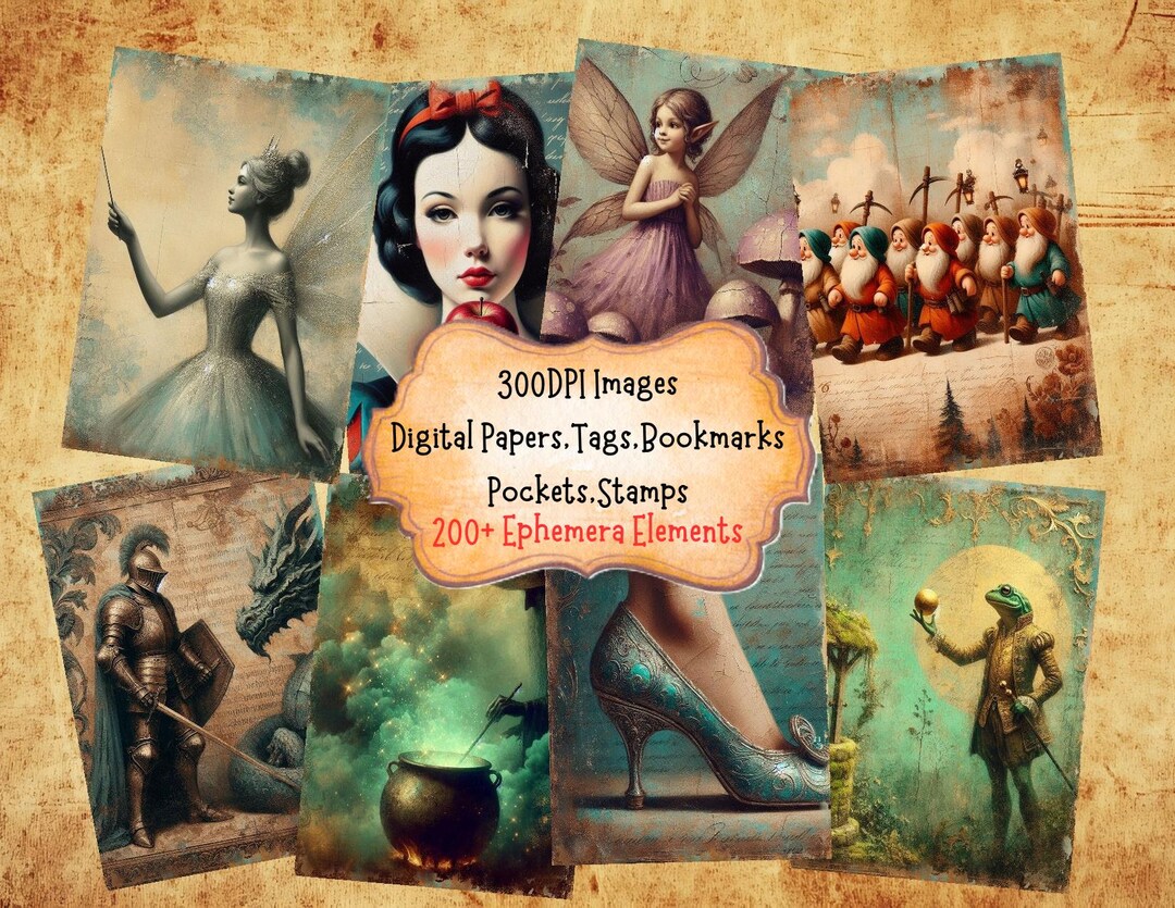 Vintage Fairy Tale Junk Journal Kit: Printable Ephemera (digital ...