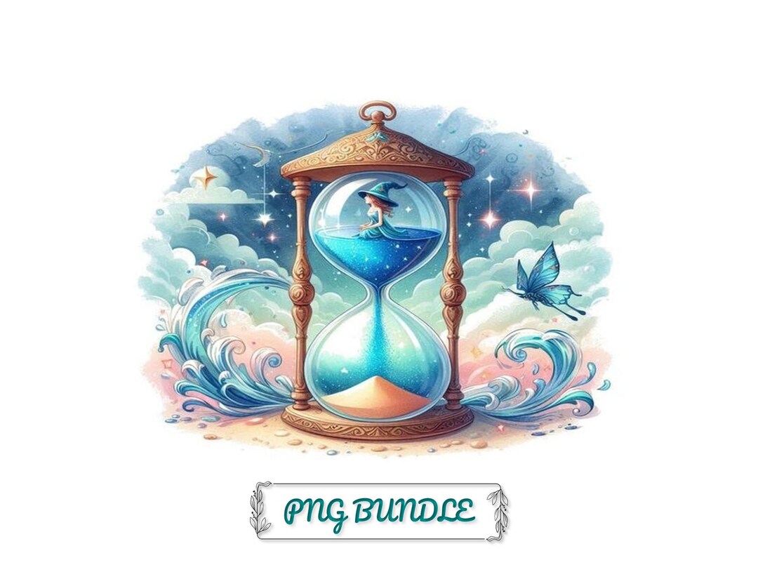 Magical Sand Timer Watercolor Clipart – Hourglass Timer PNG Digital ...